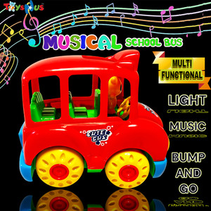 ToysNus Musical School Bus Battery Operated Bump and Go Plastic Light ...