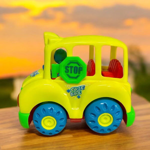 Gurukrupa Musical School Bus Battery Operated Bump and Go Plastic Light ...