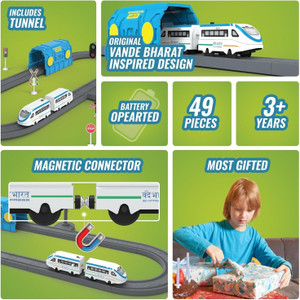 Wengonvila Vande Bharat Express Toy Train Set - 49 Piece Battery ...