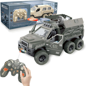 Toybot Military RC Jeep 6-Wheel Remote-Controlled Door Opening & Flying ...