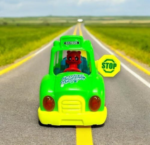 Gurukrupa Musical School Bus Battery Operated Bump and Go Plastic Light ...