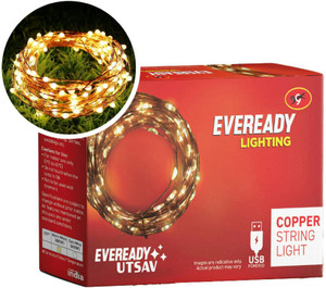EVEREADY 100 LEDs 10 m Yellow Steady String Rice Lights Price in India ...