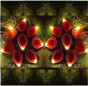 CORAL SHAKUNTALA ENTERPRISES 16 LEDs 3 m Yellow Steady Diya Rice Lights ...