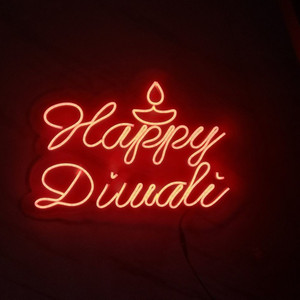 thediycart Happy Diwali with diya Neon Light Wall Hanging for Deepavali ...