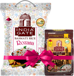 INDIA GATE Feast Rozana 5 kg & Classic 0.5 kg (Combo) Basmati Rice ...