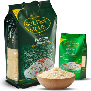 Golden Grain Premium Basmati Rice 5Kg + Silver Regular Basmati Rice 1Kg ...