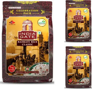 INDIA GATE BASMATI RICE CLASSIC 1 KG × 3 PKT. Basmati Rice (Long Grain ...