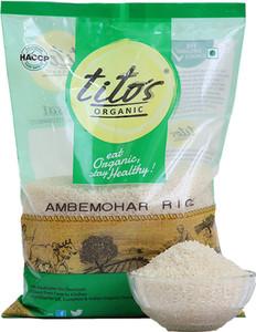 Tito's Organic Ambemohar Rice | White | 1 kg | Pack Of 3 Ambemohar Rice ...