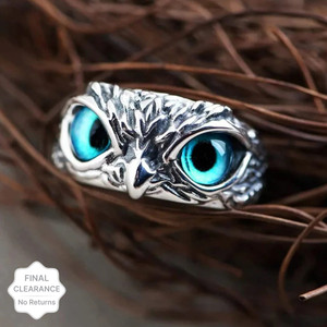 ruby collection Owl Eye Ring for Men and Women ( Adjustable) Stainless ...