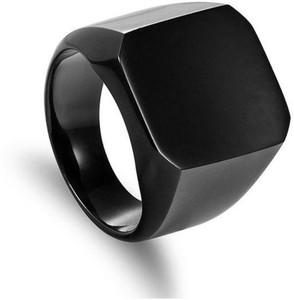 Vivity Black Signet Square Ring Latest Trend Punk Style Hip Hop Fashion ...