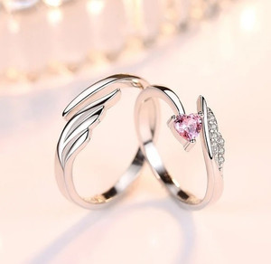 Stylewell King & Queen Pink Crystal Diamond Nug/Stone Leaf Feather ...