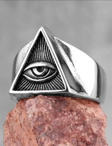 SILVERISH Vintage All Seeing Eye Pyramid triangle Rings Silver for men ...