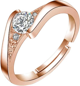 MYKI Sizzling Solitaire Adjustable Ring Stainless Steel Cubic Zirconia ...