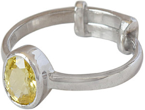 KUNDLI GEMS Yellow Sapphire Ring Natural Pukhraj Stone Silver ring ...