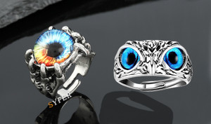 TrendyCare Owl Eye Ring and Evil Eye Ring for Men and Women (Combo ...