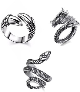 zebisco combo of 3 ring eagle claw ring snake ring and dragin eye ring ...