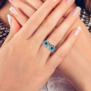 Syfer Owl Eye Ring for Men and Women ( combo- Adjustable) Stainless ...