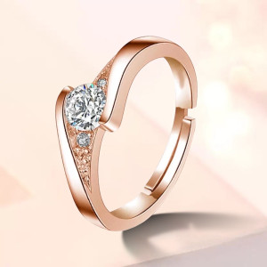 MYKI Sizzling Solitaire Adjustable Ring Stainless Steel Cubic Zirconia ...