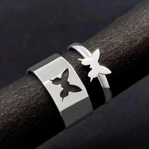 JDGROUP Butterfly Couple Ring for Lovers valentines Gift Alloy Silver ...