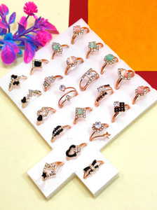 Divyanshi Collection Combo Pack Of Multicolour22 Ad Rings Brass Diamond ...