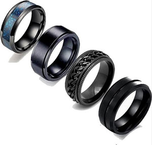 vien 4Pcs Rings for Men Cool Spinner Unisex Band Rings Set Stainless ...