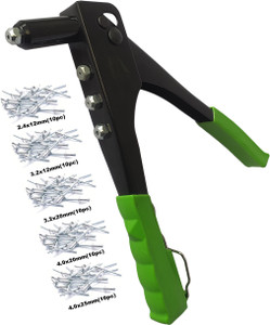 Inditrust Green Hand Riveter gun 2.4mm, 3.2mm, 4.0mm, 4.8mm & 50 Rivets ...