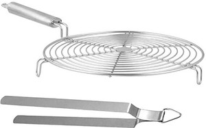 NOHUNT Stainless Steel Round Roaster Jali Griller with Steel Tong, Roti ...