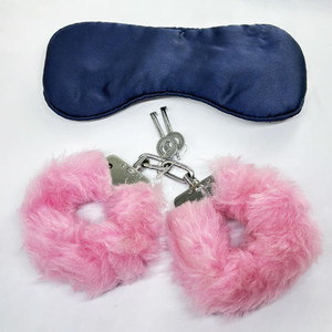 Vintageware Pink Carbon Steel Toy Handcuff With Blue Eye Mask For Role ...