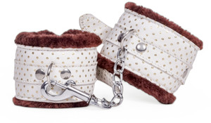 cinrada Handcuff Adjustable White&Brown Premium Soft Leather Cuffs for ...