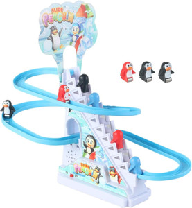 BAREPEPE Electric 3 Penguin Track Slide Toys Penguin Climb Stairs Toy ...