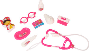 asian Doctor Play Set Compact Medical Accessories Pretend Play (Pink ...