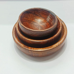 Subhan Round Shape Miniature Wooden Set Of 3 Bowl Set Play Role Toy For ...