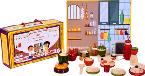 Desi Toys Wooden Pretend Play Kitchen Set|Playset|Cooking Set|Bhatukali ...