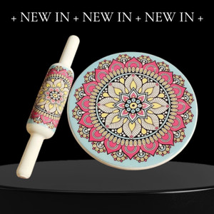 MZ HANDICRAFT Designer Ceramic Rolling Pin and Board Set – Mandala ...
