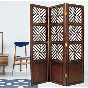India wood mart Wooden Room Divider | 3 Panel Design Partition | Wood ...
