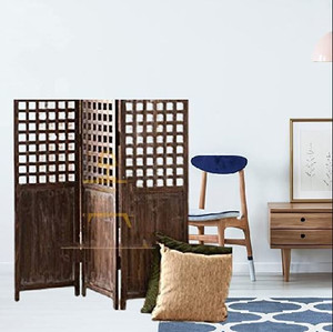 India wood mart Wooden Room Divider | 3 Panel Design Partition | Wood ...