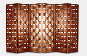 India wood mart Wooden Room Divider | 6 Panel Net Look Design Partition ...