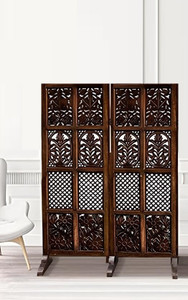 Decorhand Handcrafted 2 Panel Mango Wood MDF Room Divider Screen With ...