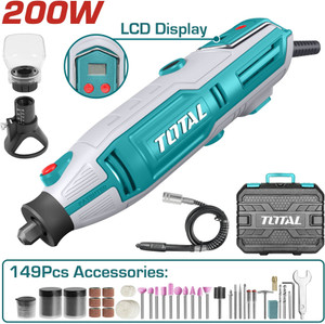 TOTAL 200W Digital Mini Grinder With 150+ Accessories |10 Adjustable ...
