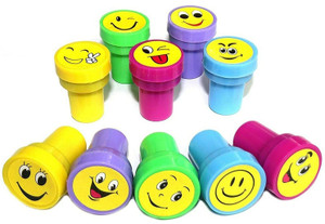 KRYTONE 10 Pcs Kids Set of Emoji/Smiley Design Face Stamps for School ...