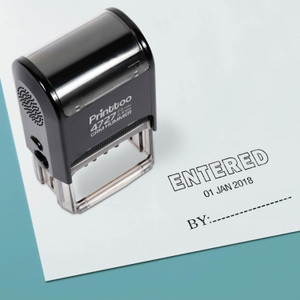 Printtoo Dater Stamp Self Inking with Entered by Text Date Rubber Stamp ...