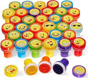 PriWa 40Pcs Emoji/Smiley Self Inking Stamps for kids Arts and Crafts ...