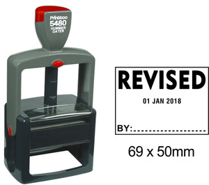 Printtoo Heavy Duty Stamp with Revised by Text Office Stationery Self ...