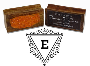 Printtoo Inverted Triangle Swirl Border Letter E Wood Mounted Rubber ...