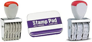 dinojames Manual Dater & 6 Digit Number Stamp with Violet Stamp Pad ...