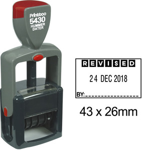 Printtoo Self Inking Heavy Duty Stamp with Revised by Text Rubber Stamp ...