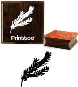 Printtoo Christmas Tree Branches with Leaves Design Square Wooden ...