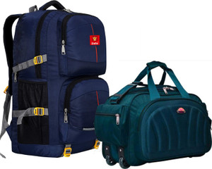 HouseOfCommon Rucksack Backpack and Duffel Bag With Wheels Combo Pack ...