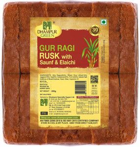 DHAMPURGREEN Gur Ragi Rusk with Saunf Rusk 200g (Pack of 2) Suji ...