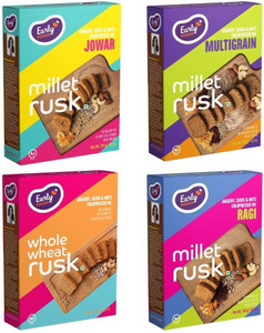 Early Foods Pack of 4 - Millet & Wheat Rusk, Multigrain flavored Millet ...